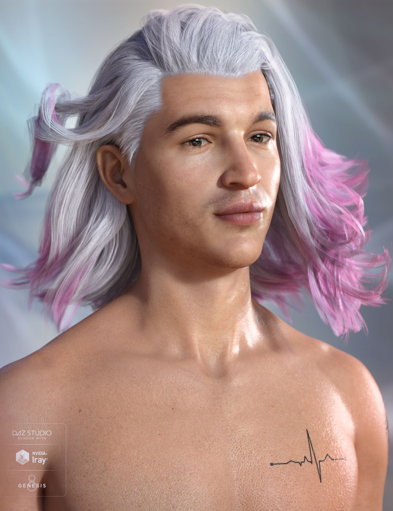 Osher Hair for Genesis 3 & 8 Male(s) | Daz 3D