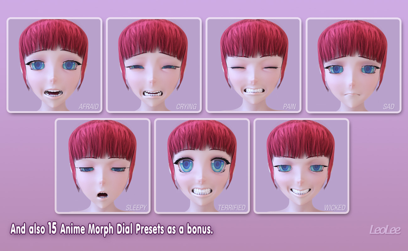 Anime Expressions for Sakura 8 | Daz 3D