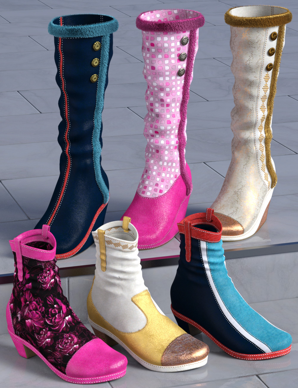 Fun Textures for Patchwork Shoes 3 and 4 | Daz 3D