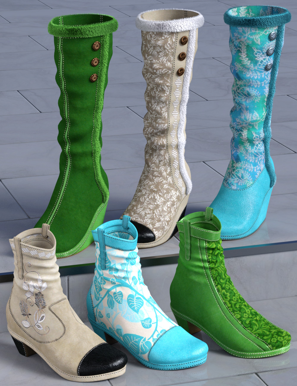 Fun Textures for Patchwork Shoes 3 and 4 | Daz 3D