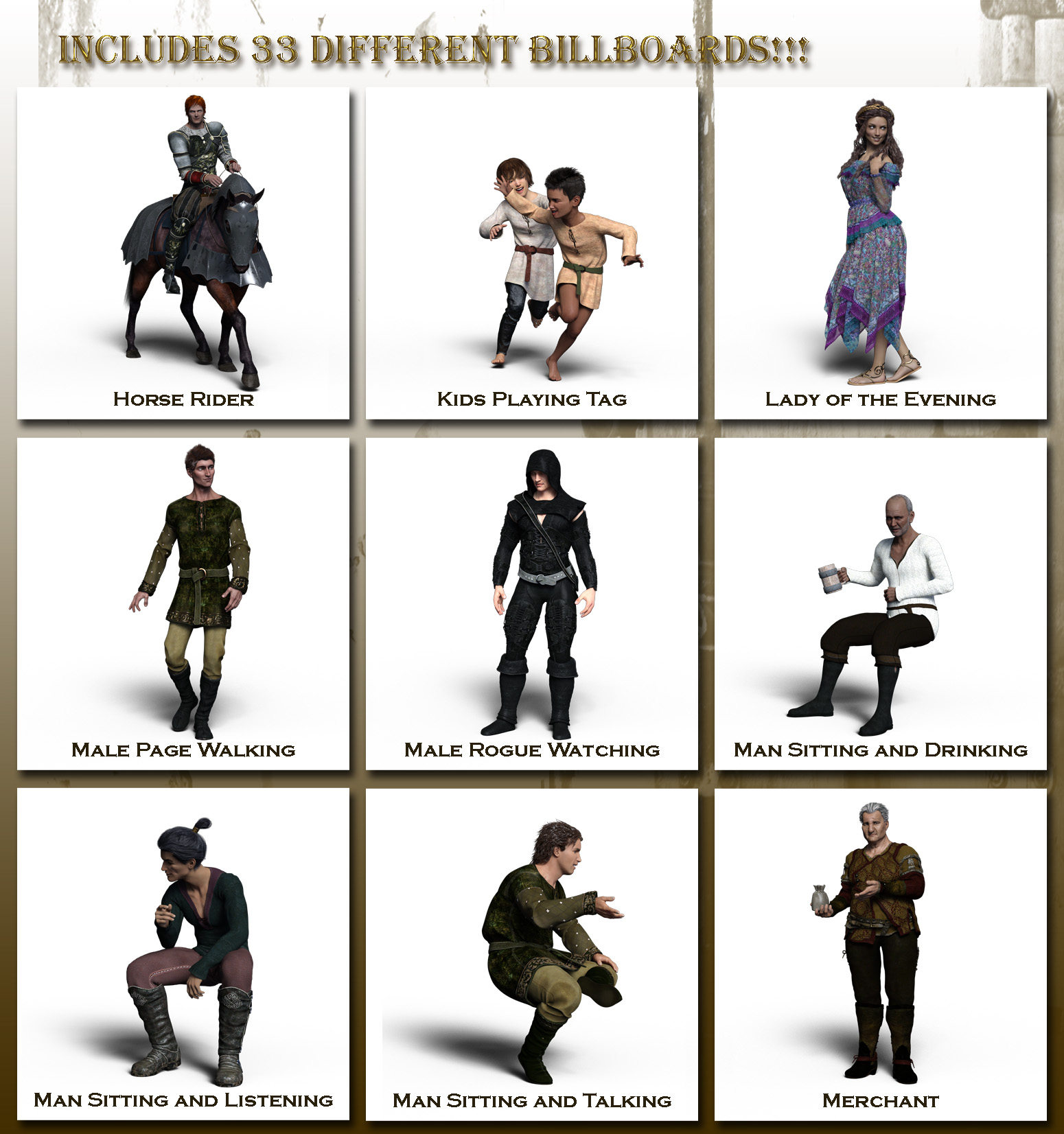 Now-Crowd Billboards - Medieval City Life | Daz 3D