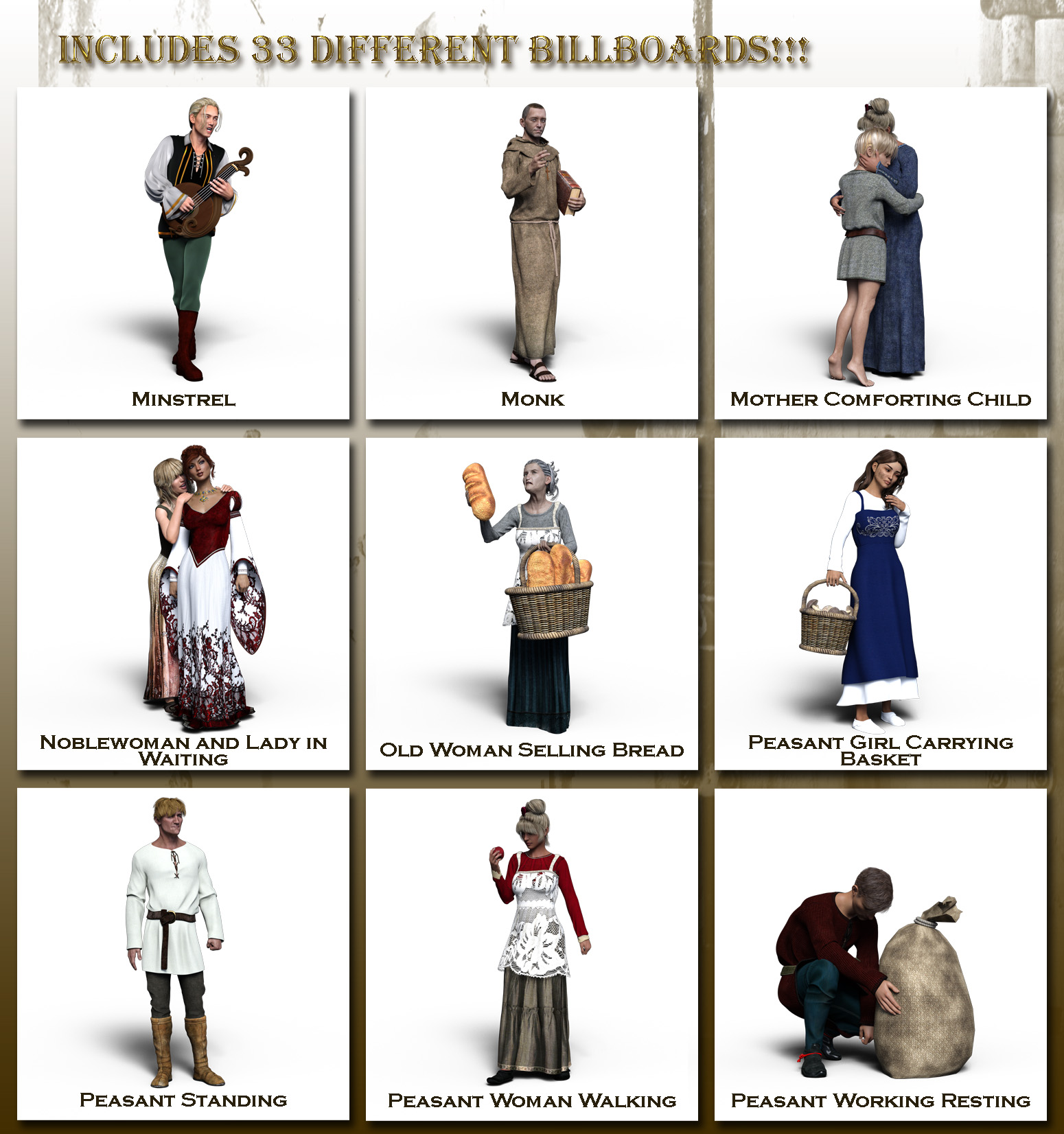 Now-Crowd Billboards - Medieval City Life | Daz 3D