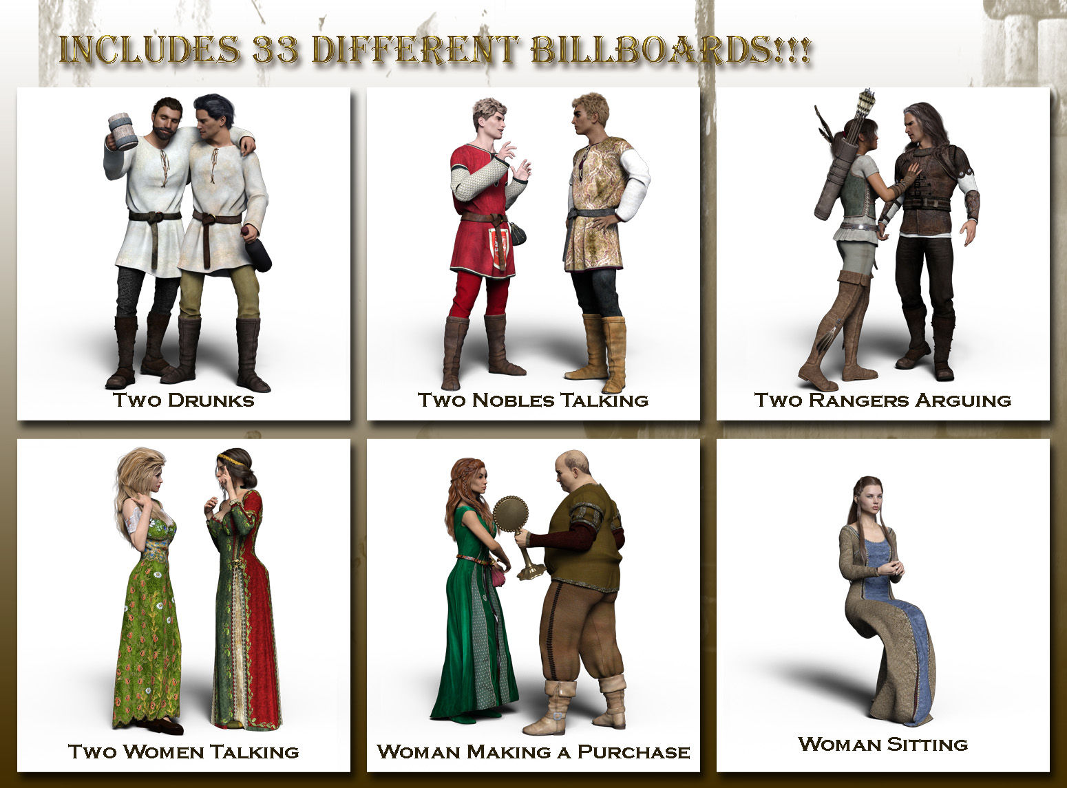 Now-Crowd Billboards - Medieval City Life | Daz 3D