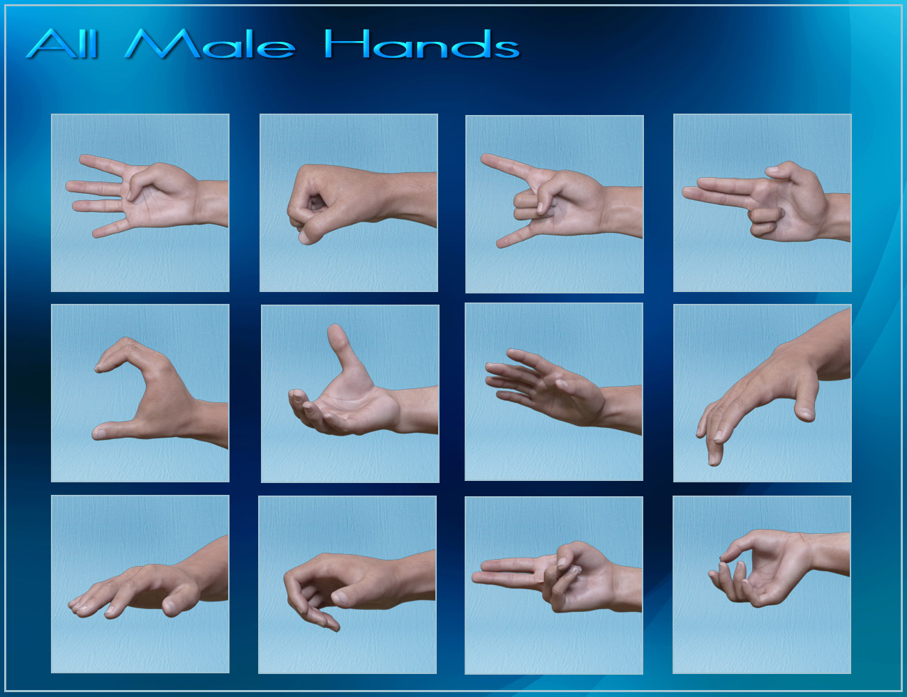 All Male Hands - Hands Poses for Genesis 8 Male | Daz 3D