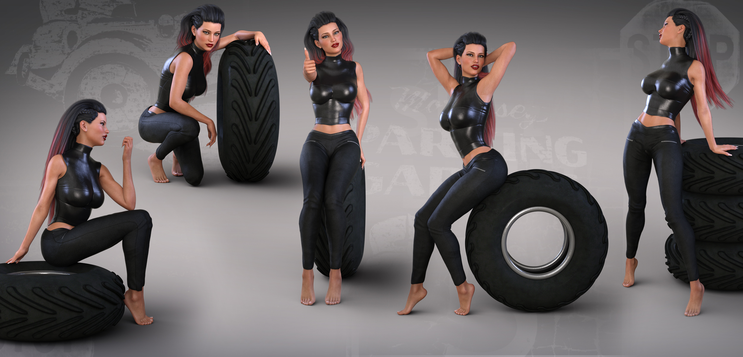 Z Hot Wheels - Props and Poses for Genesis 3 and 8 Female | Daz 3D