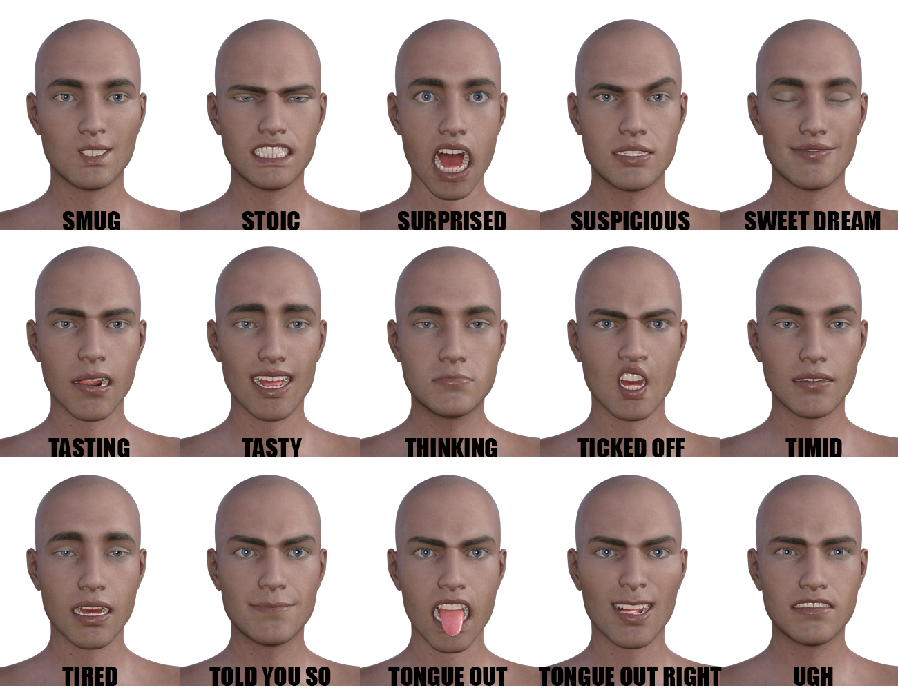 Genesis 8 Male(s) Expressions & Face aniBlocks | Daz 3D