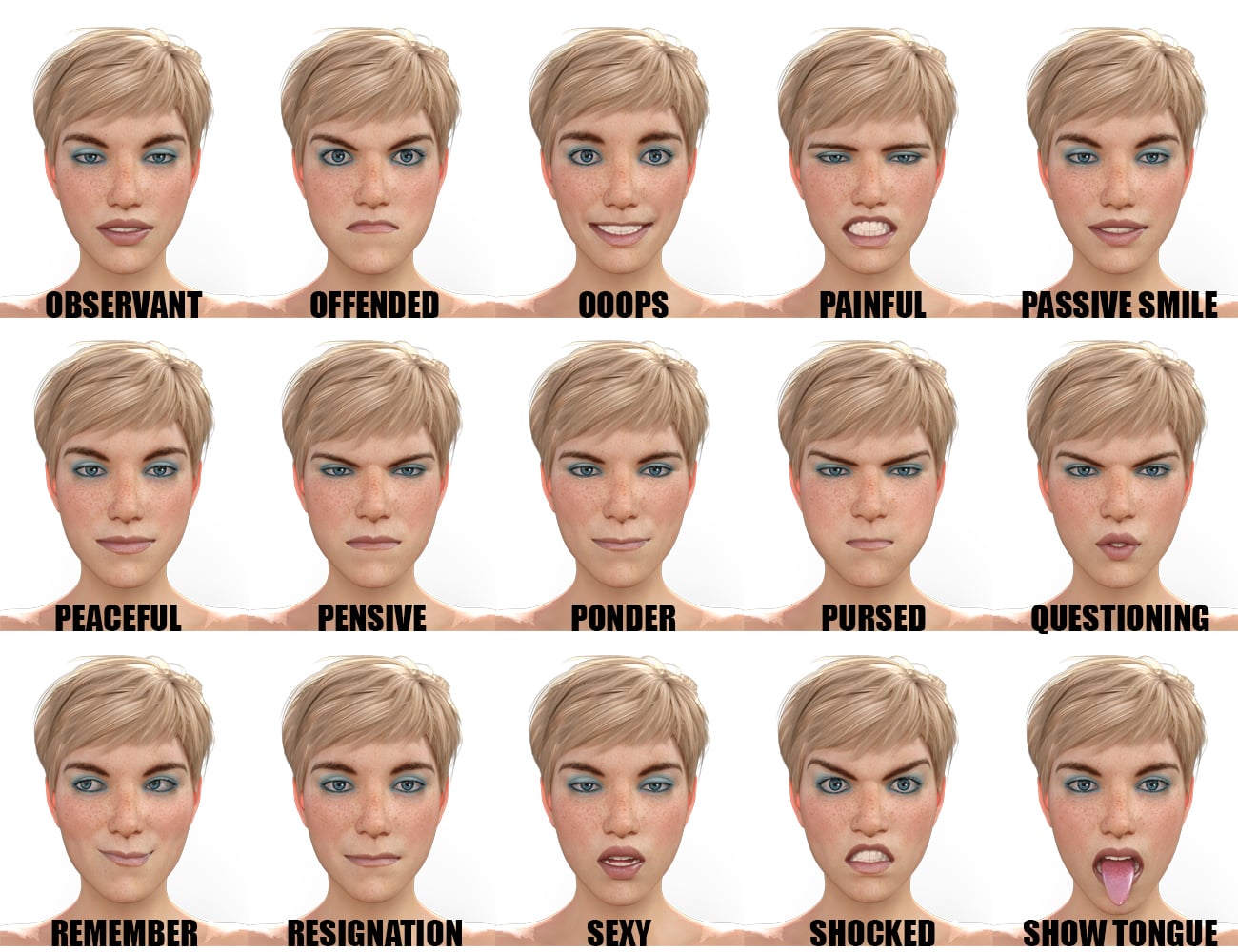 Genesis 8 Bundle Expressions & Face aniBlocks | Daz 3D