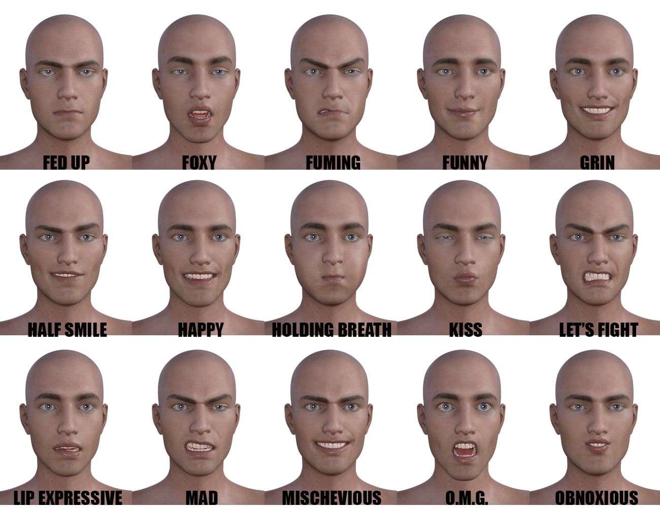 Genesis 8 Bundle Expressions & Face aniBlocks | Daz 3D