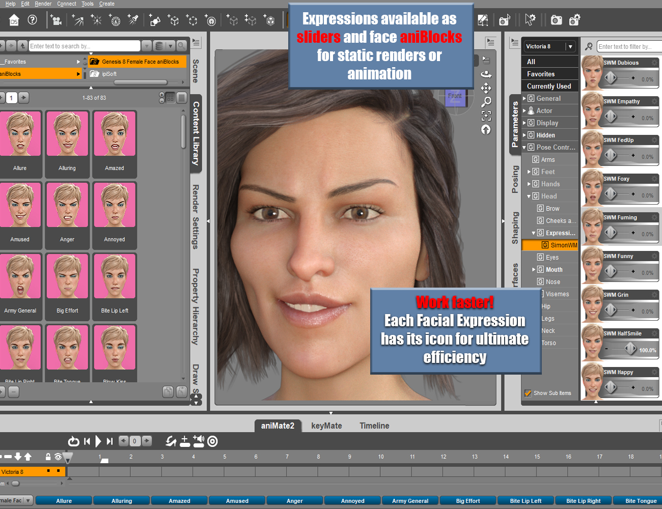 Genesis 8 Bundle Expressions & Face aniBlocks | Daz 3D