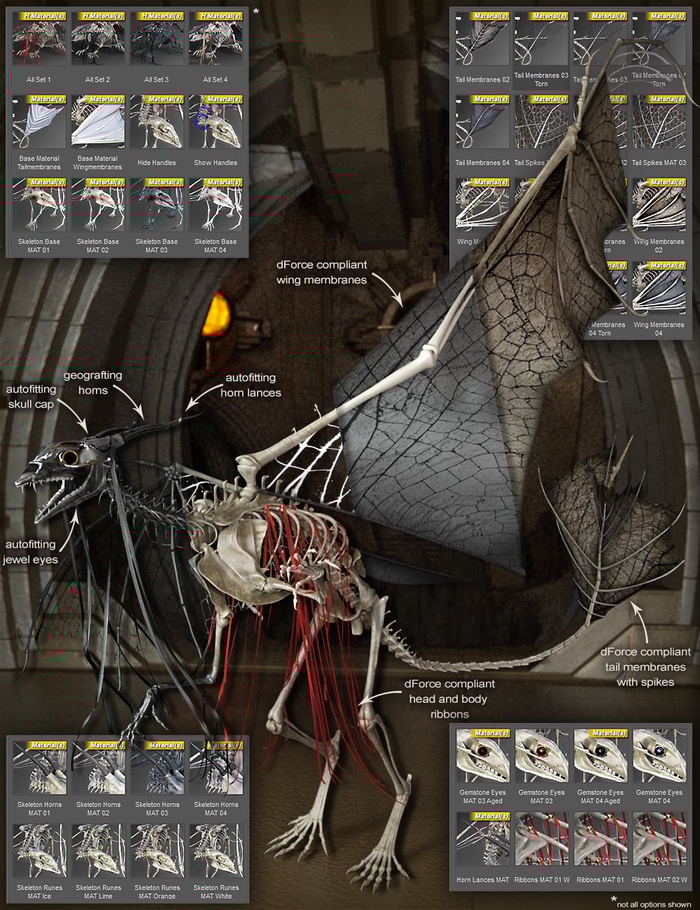 dForce Dragon Wraith Skeleton and Accessories | Daz 3D