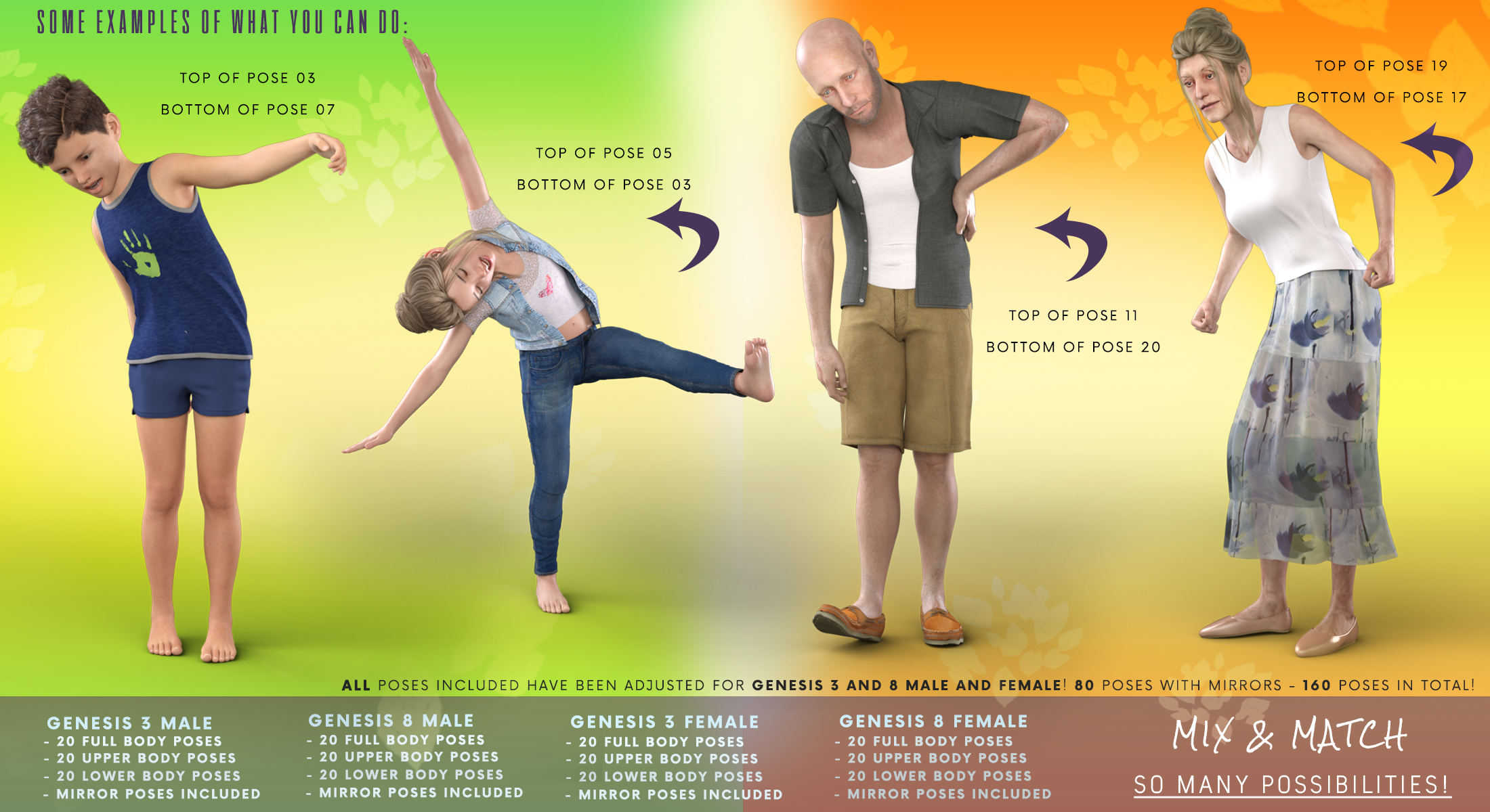Z My Young and Older Days - Poses and Partials for Genesis 3 and 8 | Daz 3D