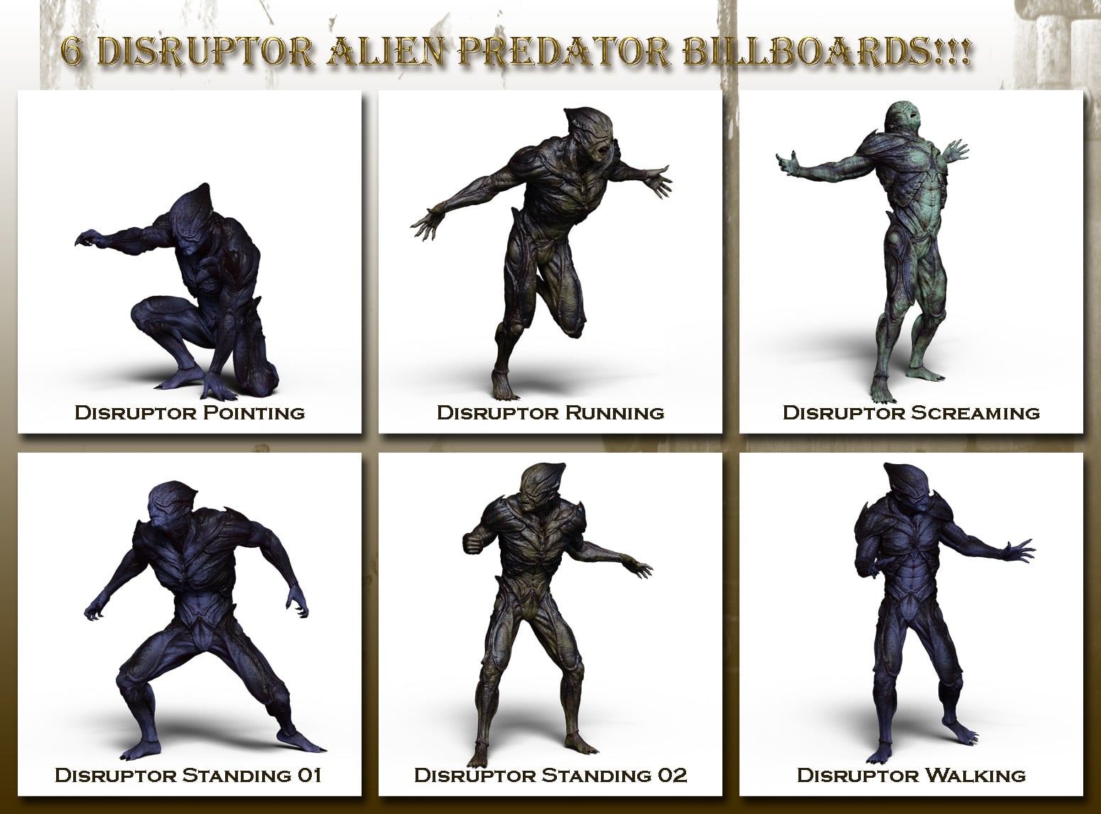 Now-Crowd Billboards - Alien Predators | Daz 3D