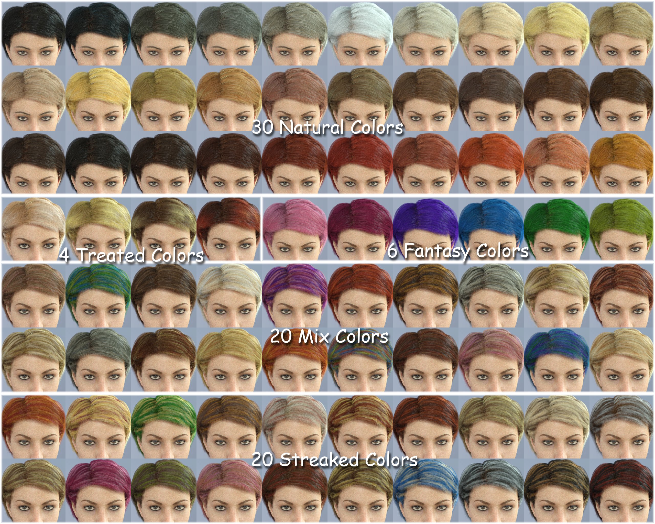 Morena Hair Colors | Daz 3D