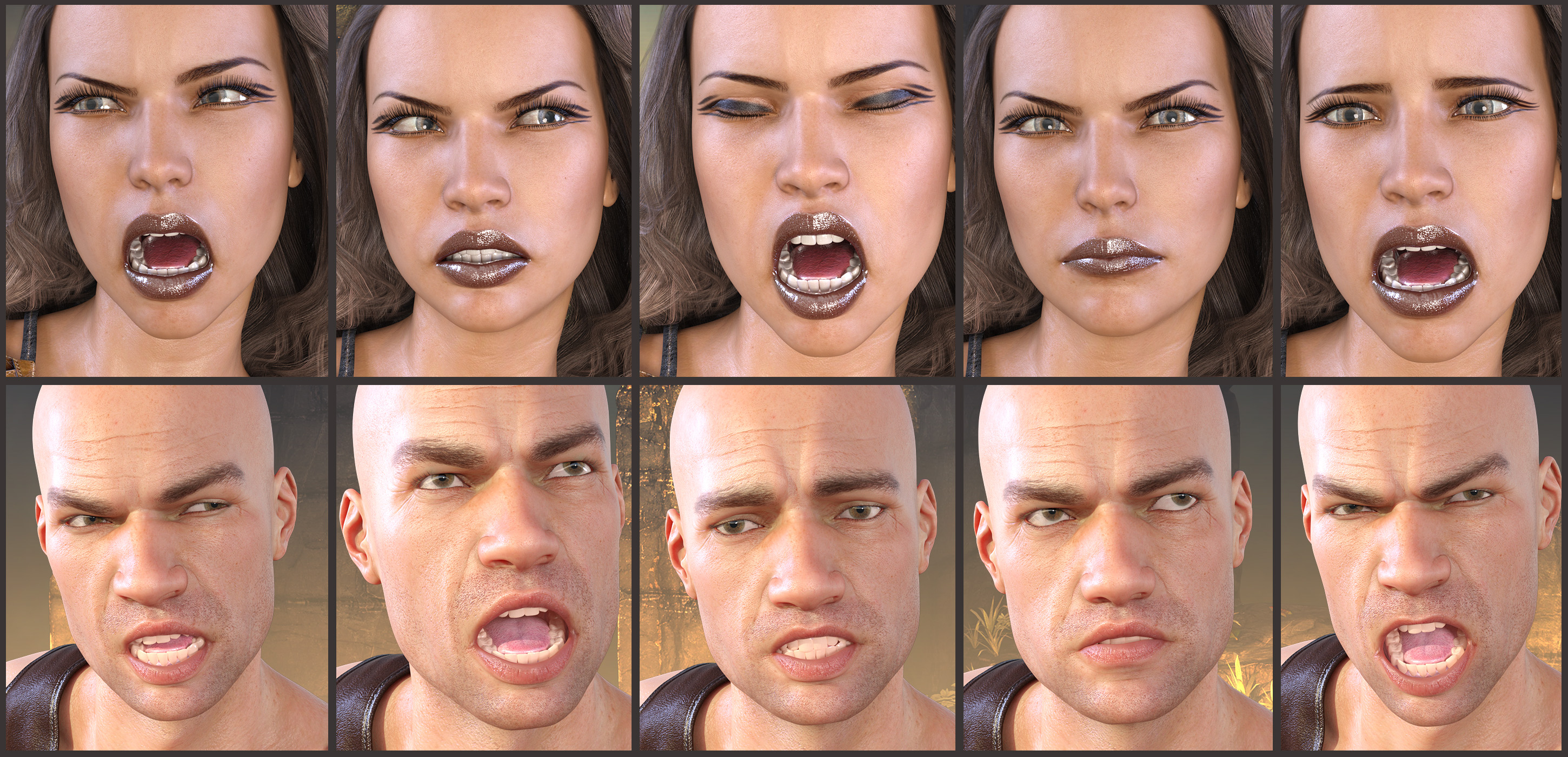 Z Faces Of Battle - Dialable and One-Click Expressions for Genesis 3 ...