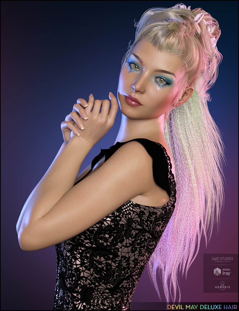 Color Rave Hair Dye and Emissive Shaders | Daz 3D