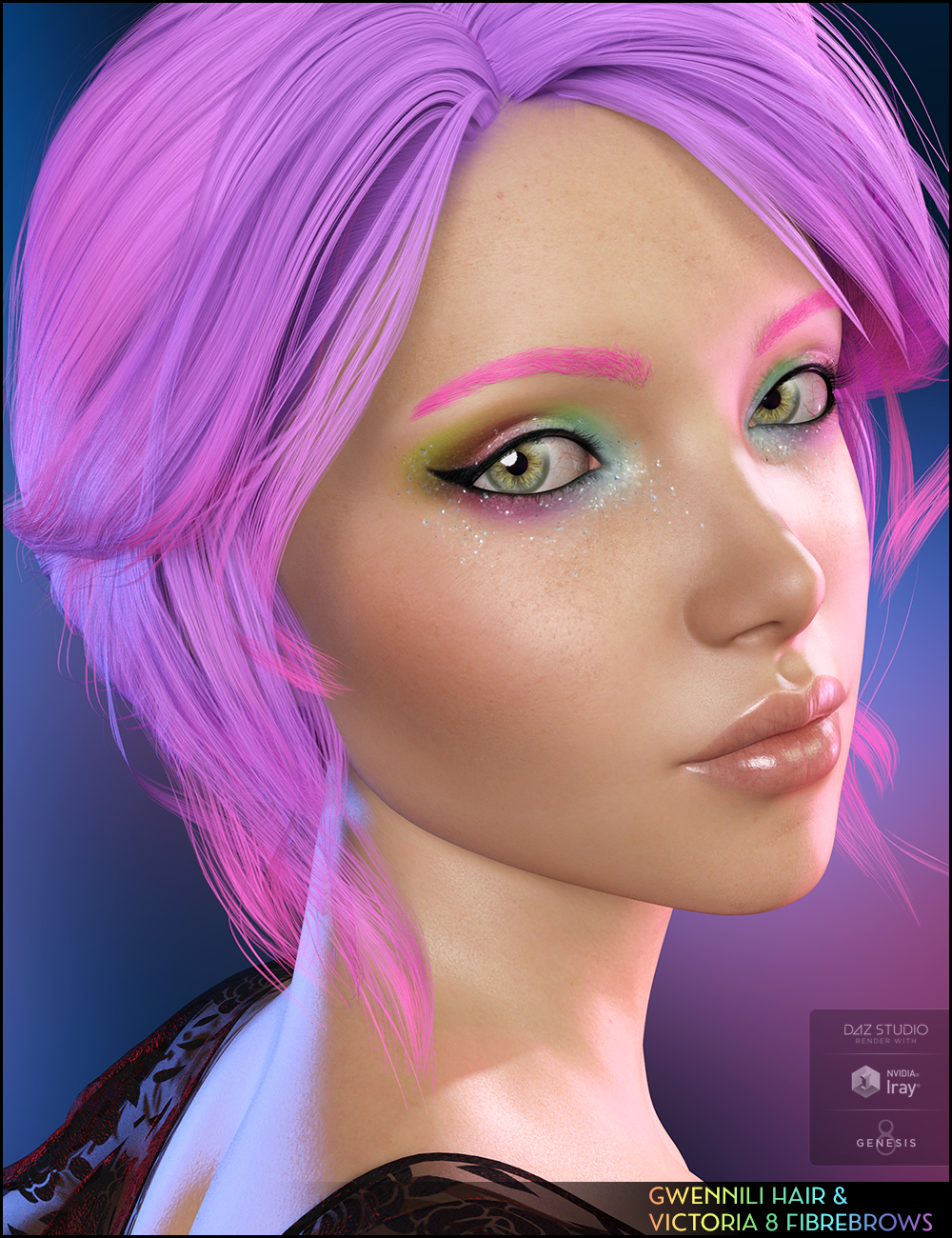 Color Rave Hair Dye and Emissive Shaders | Daz 3D
