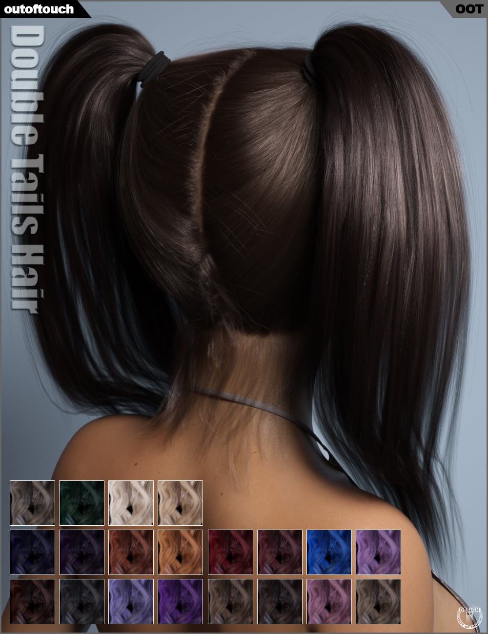 Double Tails Hair for Genesis 3 and 8 Female(s) | Daz 3D