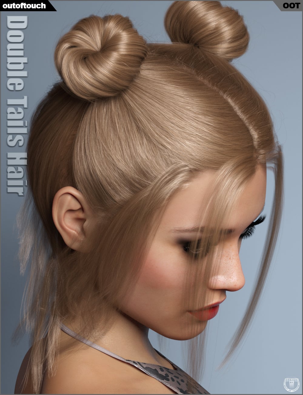 Double Tails Hair for Genesis 3 and 8 Female(s) | Daz 3D