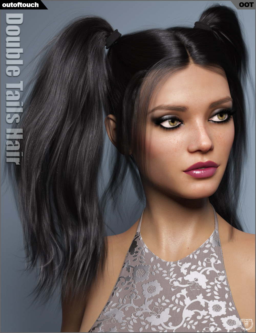 Double Tails Hair for Genesis 3 and 8 Female(s) | Daz 3D