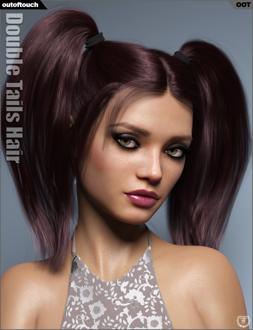 Double Tails Hair for Genesis 3 and 8 Female(s) | Daz 3D