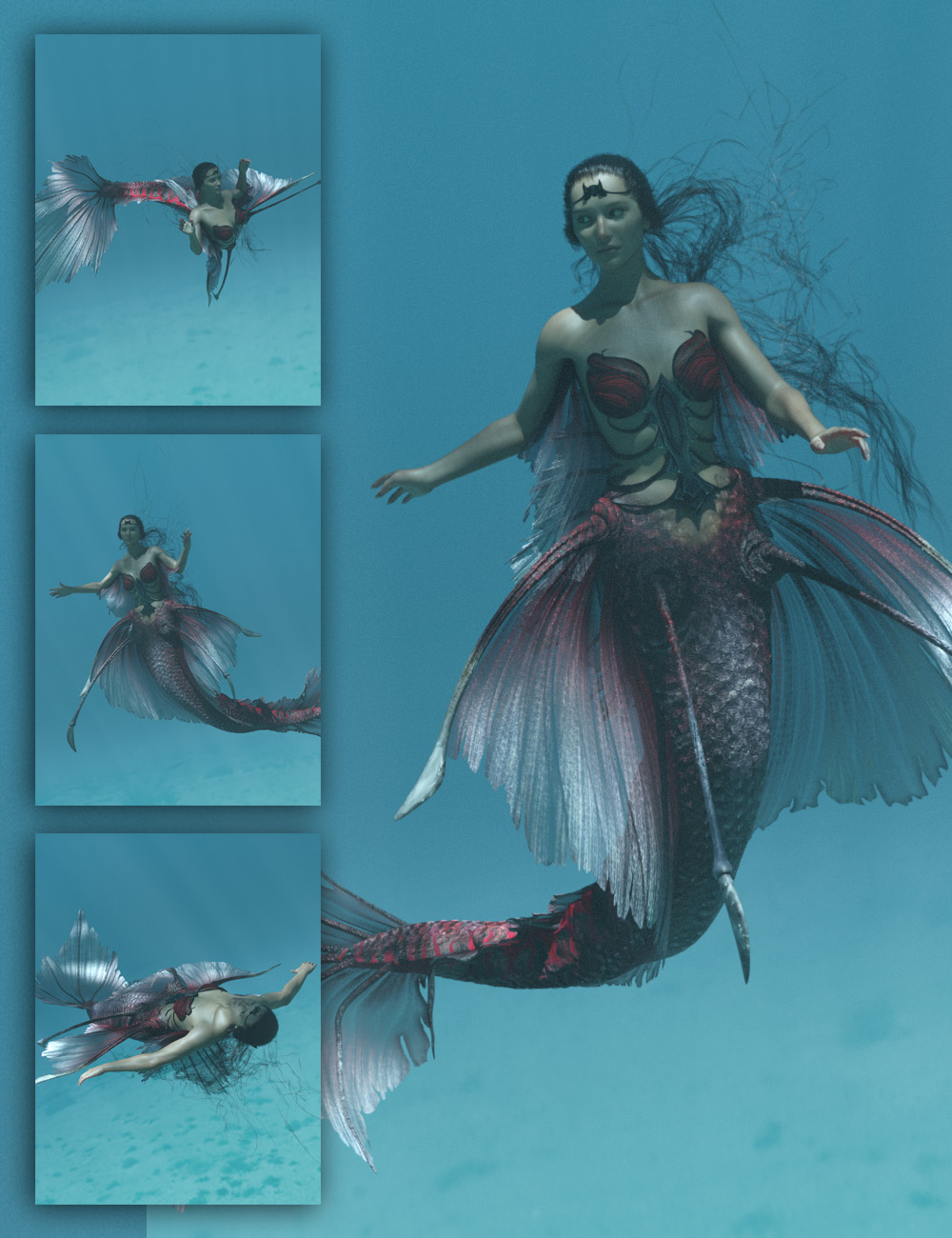 Aguja Mermaid Poses and Pose Control | Daz 3D