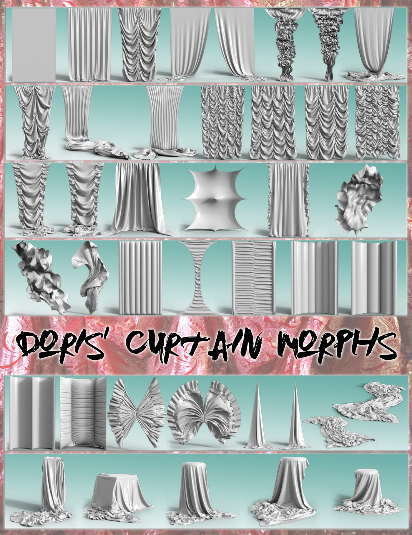 JP Doris Curtain - Poses and Prop for Victoria 8 | Daz 3D