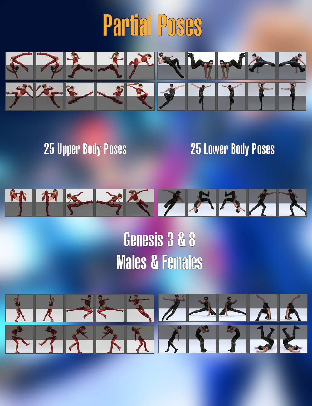 Action Packed Poses 2 for Genesis 3 and 8 | Daz 3D