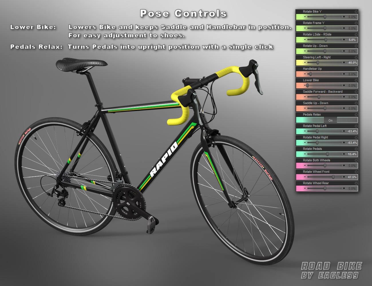 Road Bike and Poses for Genesis 3 and 8 | Daz 3D