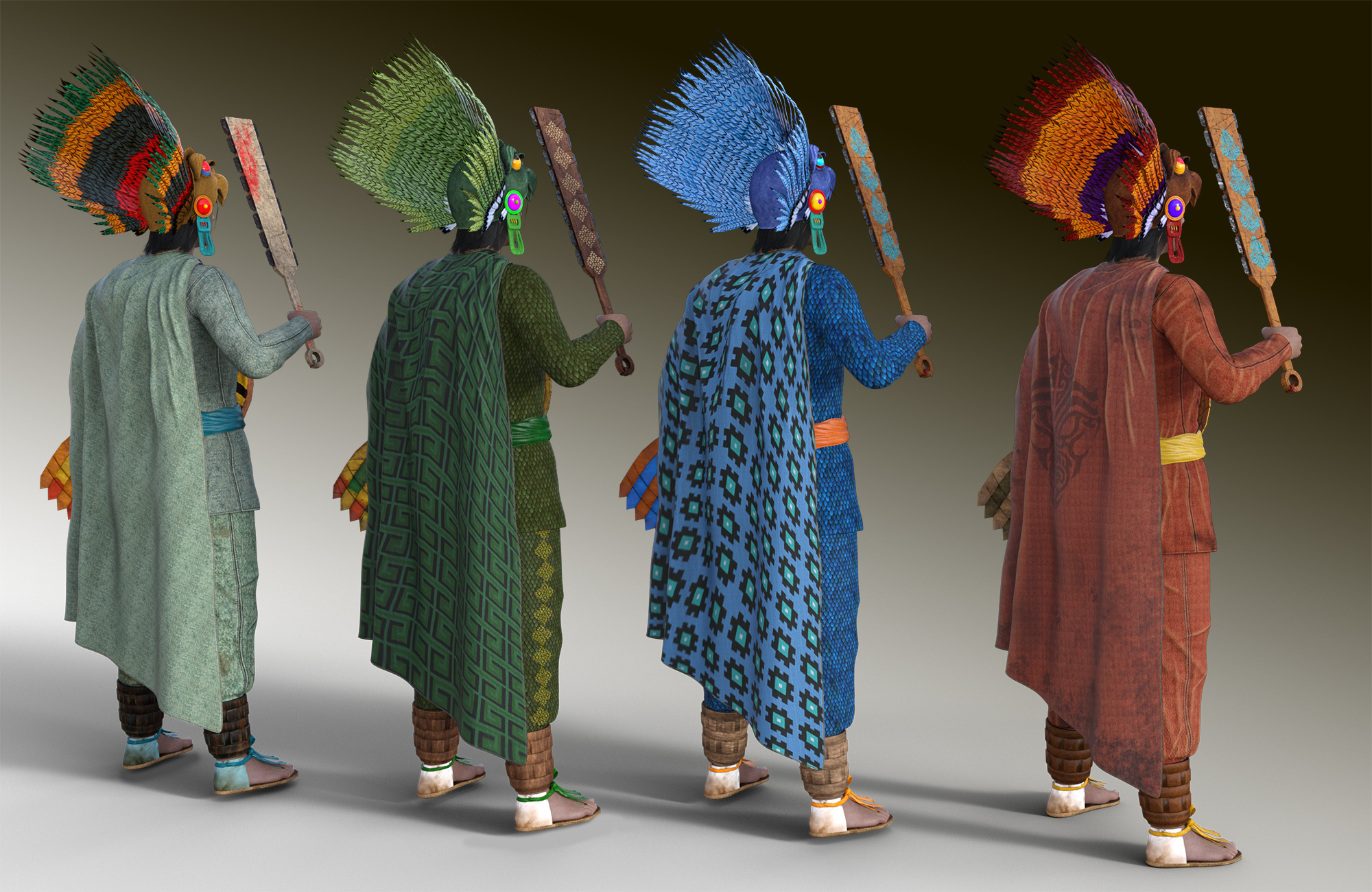dForce Aztec Eagle Warrior Outfit Textures | Daz 3D