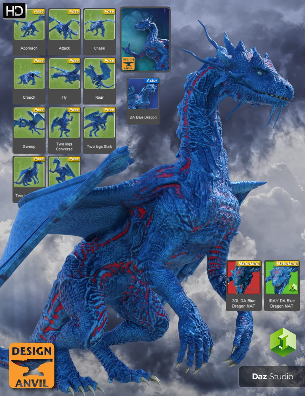 DA Blue Dragon HD for Daz Dragon 3 | Daz 3D