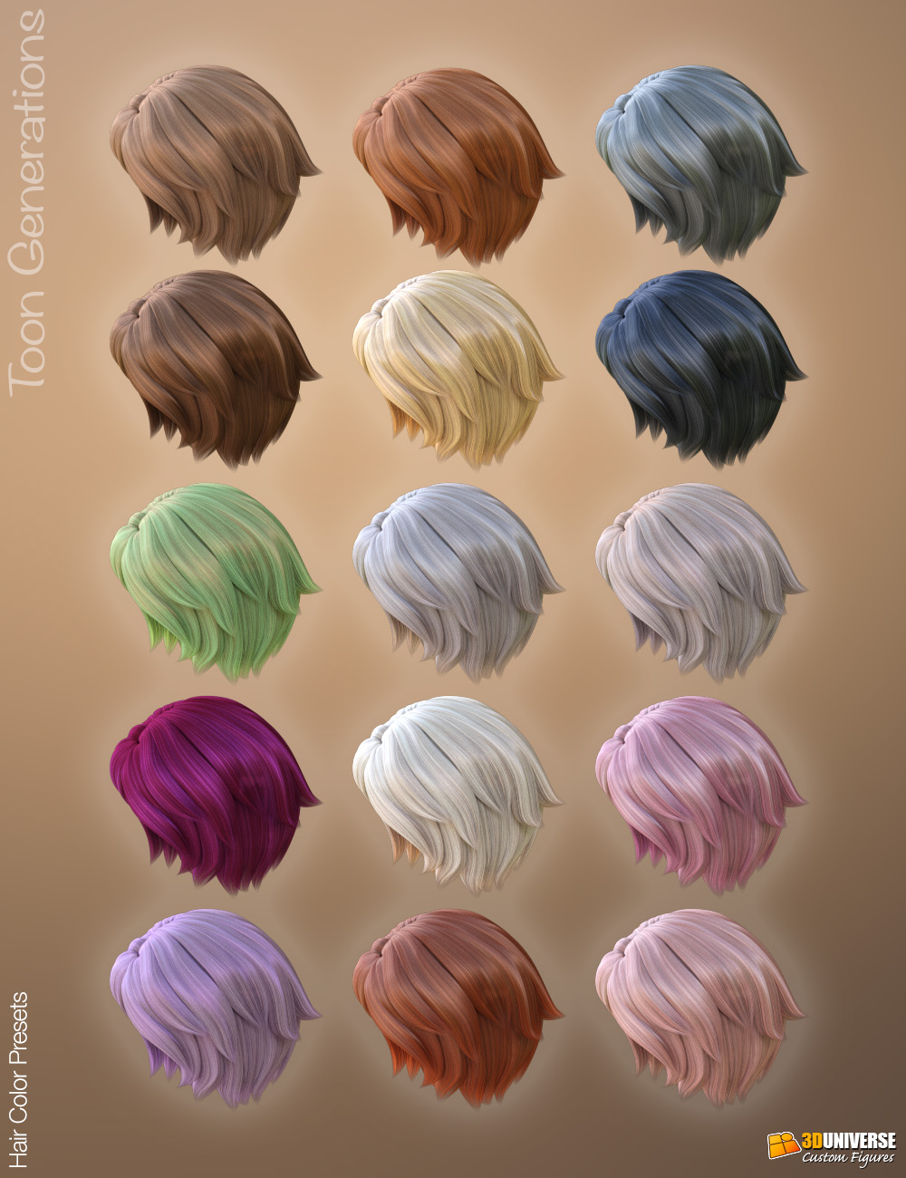 Toon Generations Hair for Genesis 8 Female(s) | Daz 3D