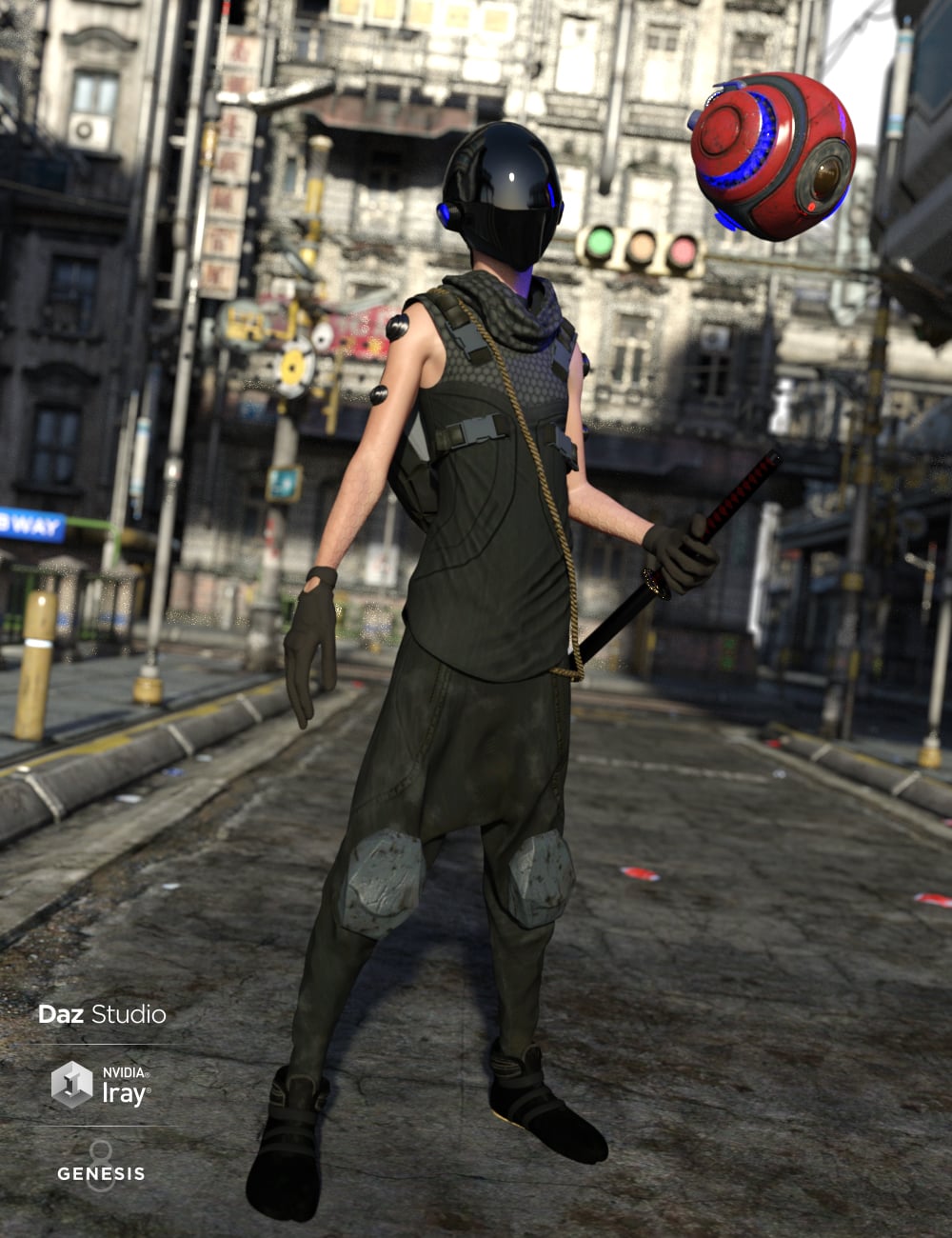 Dystopian Ninja Outfit for Genesis 8 Male(s) | Daz 3D