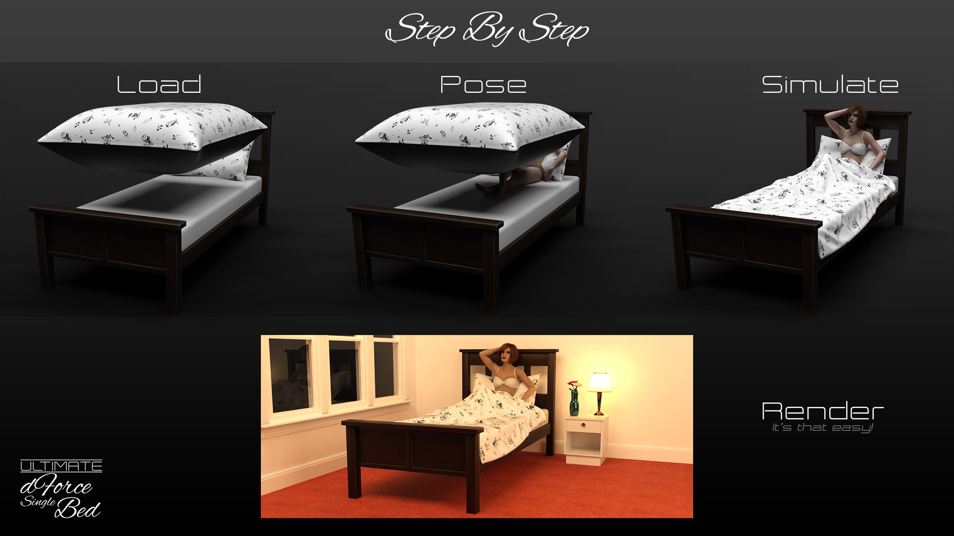 Ultimate dForce Single Bed | Daz 3D