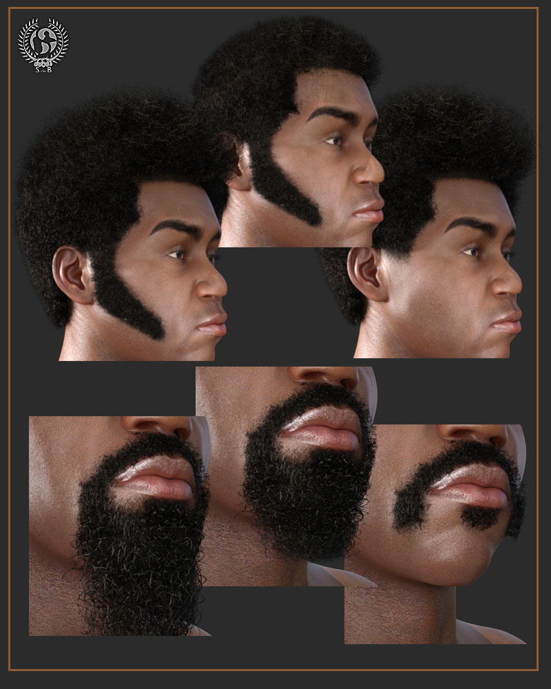 Shaft Hair and Beard Styles for Genesis 3 and 8 Male(s) | Daz 3D