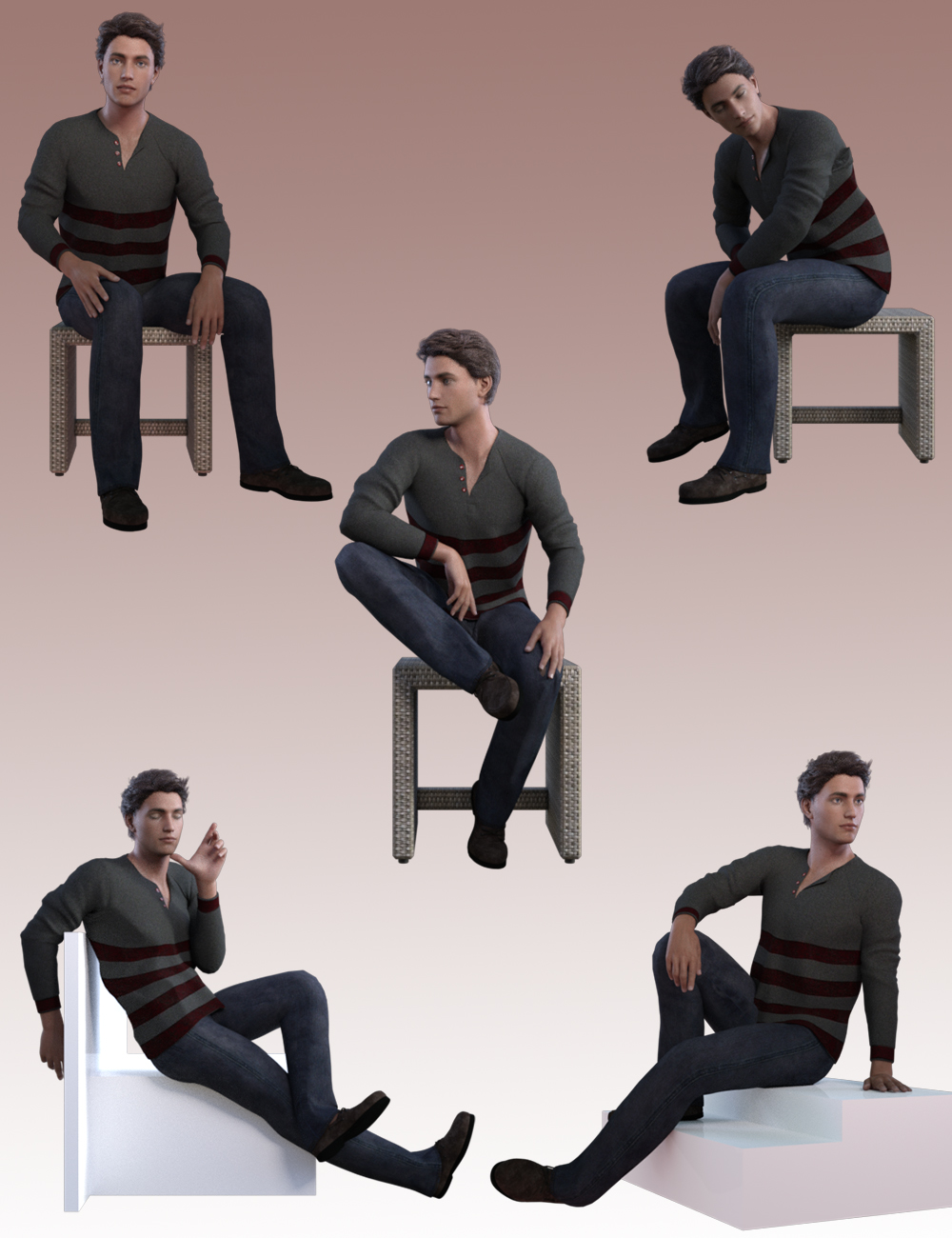 Sitting Poses for Genesis 8 Male | Daz 3D