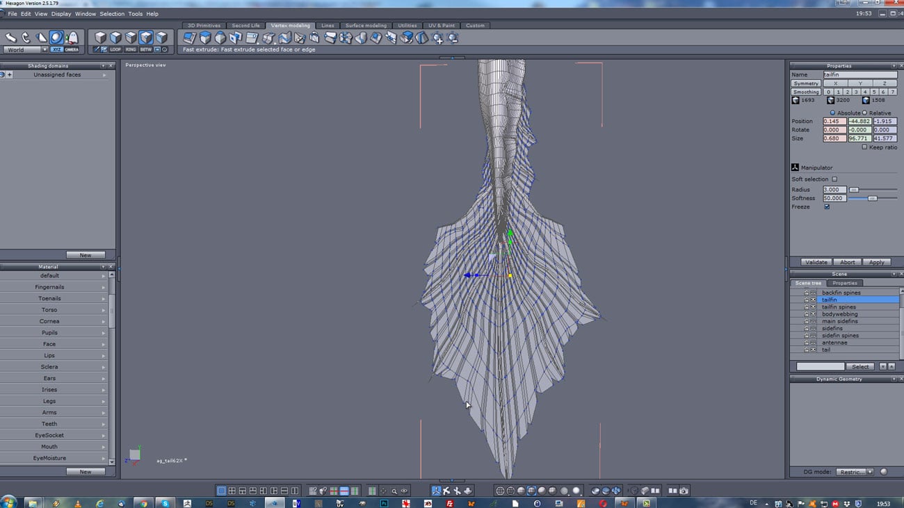 Submerged inside Hexagon and Daz Studio - Part 2: Modeling the Tail and ...