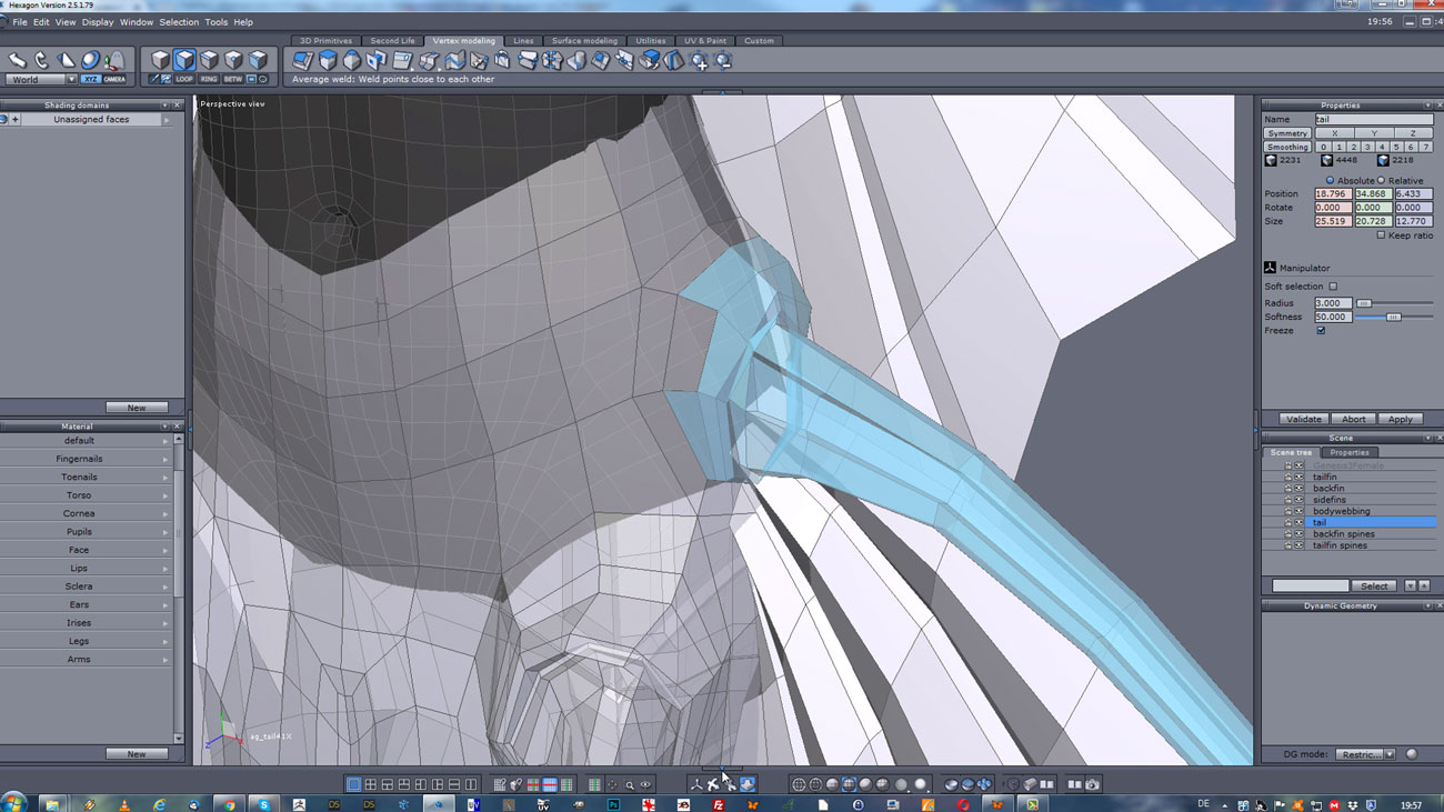 Submerged inside Hexagon and Daz Studio - Part 2: Modeling the Tail and ...