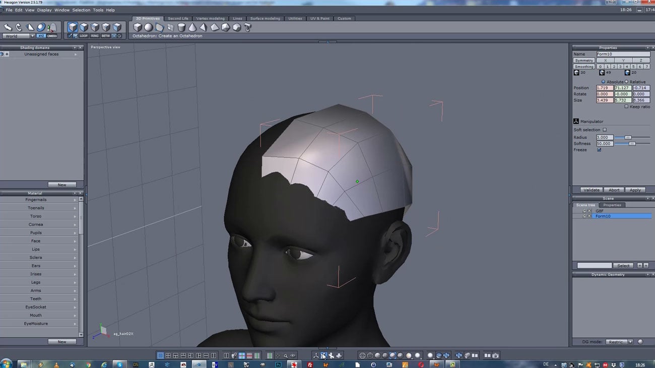 Submerged inside Hexagon and Daz Studio - Part 4: Modeling the Hair ...