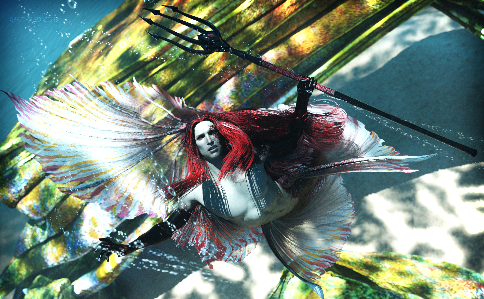 Alascanus Merman for Genesis 8 Male(s) plus Mertail and Fins | Daz 3D