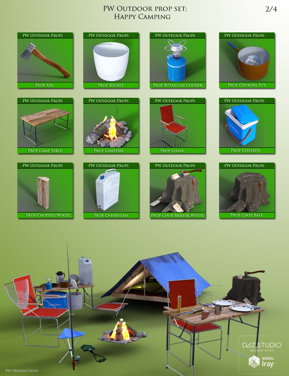 PW Happy Camping Outdoor Prop Set | Daz 3D