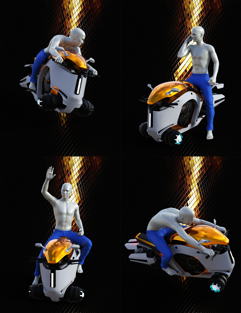 Hoverbike Poses for Genesis 8 Male(s) | Daz 3D