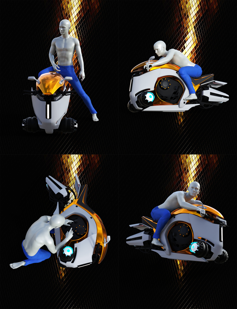 Hoverbike Poses for Genesis 8 Male(s) | Daz 3D