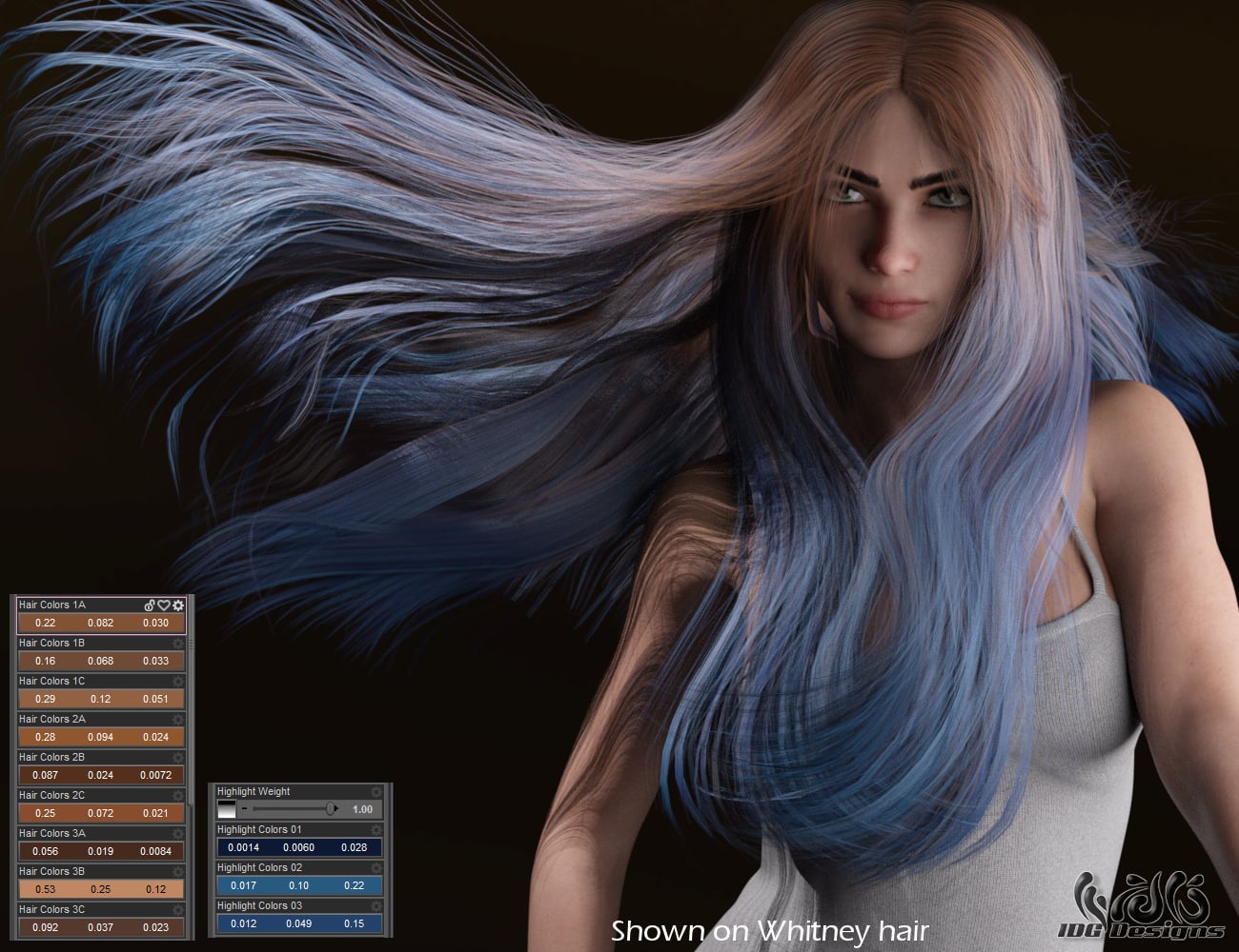 IDG Iray Selectable Hair Color Shader | Daz 3D