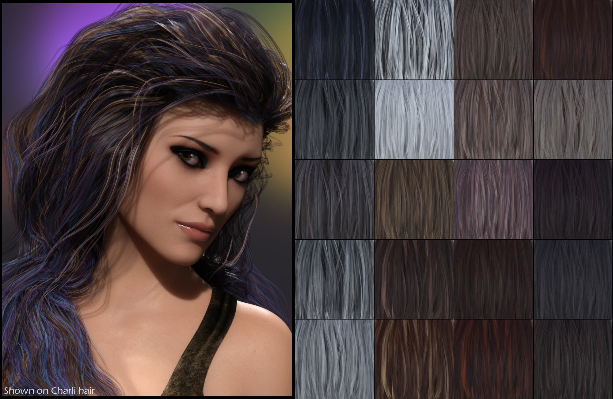 IDG Iray Selectable Hair Color Shader | Daz 3D