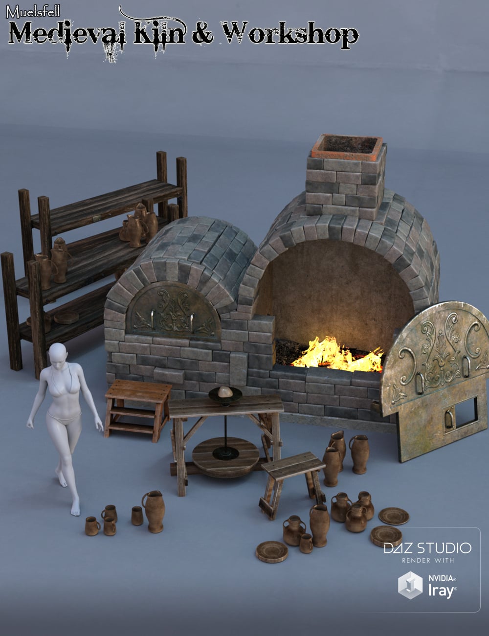 Muelsfell Modular Medieval Kiln & Workshop | Daz 3D