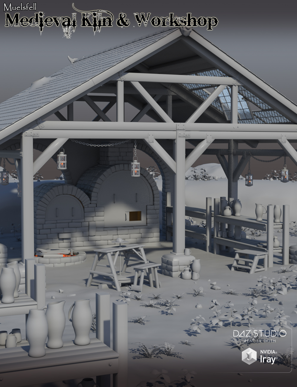 Muelsfell Modular Medieval Kiln & Workshop | Daz 3D