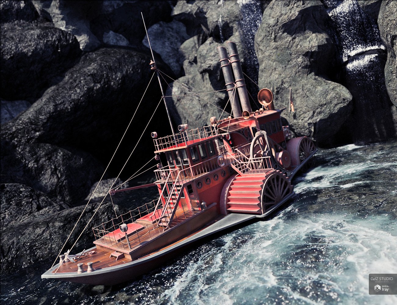 Steampunk Paddle Boat | Daz 3D