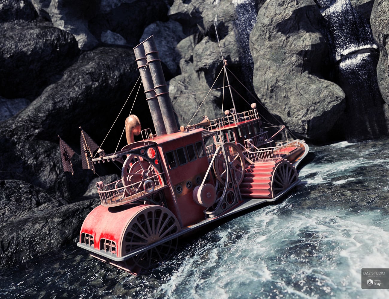 Steampunk Paddle Boat | Daz 3D