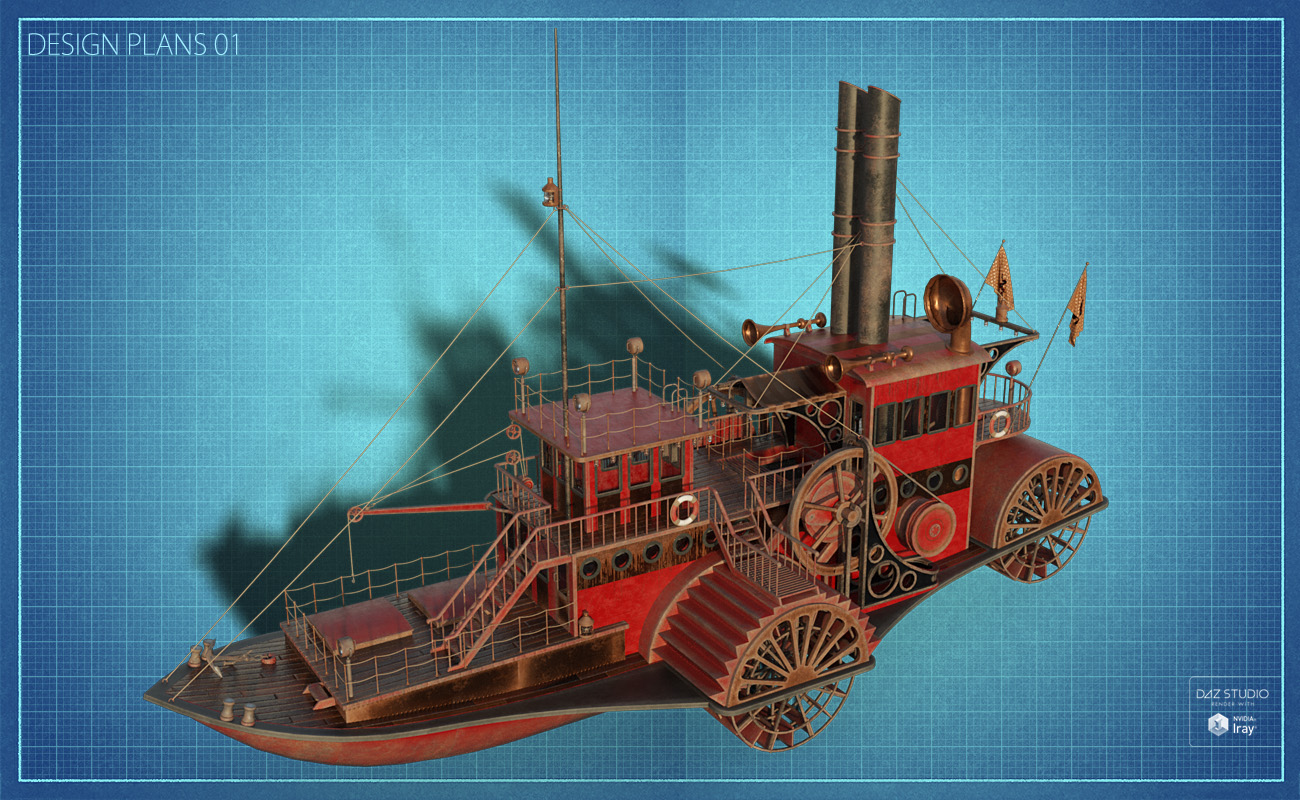 Steampunk Paddle Boat | Daz 3D