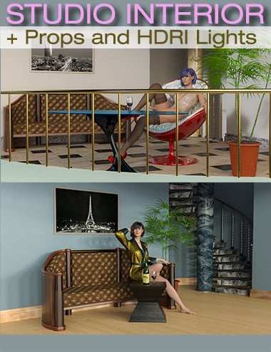 S3D Staircase Studio Interior Sets, Props and HDRI Lights | Daz 3D